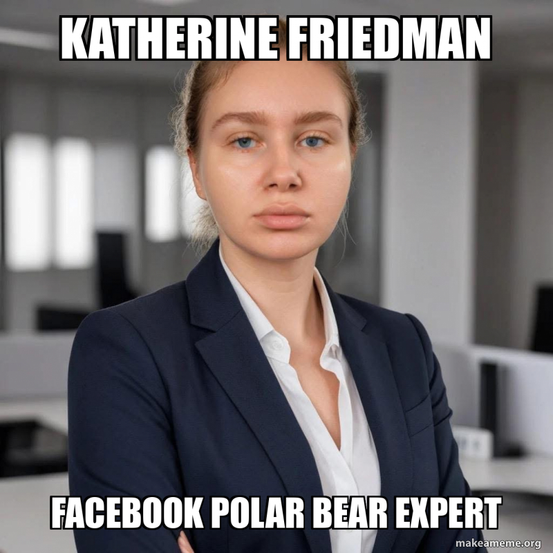 KATHERINE FRIEDMAN Facebook polar bear expert Meme Generator