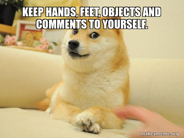 Keep hands, feet, objects and comments to yourself. - Doge Meme Generator
