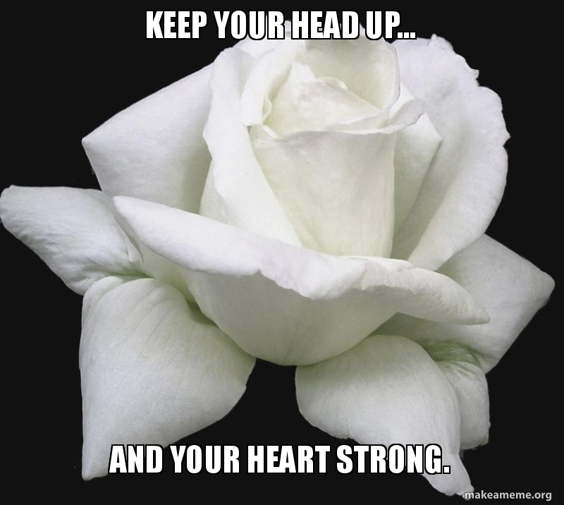 Keep your head up... and your heart strong. - jklkj Meme Generator