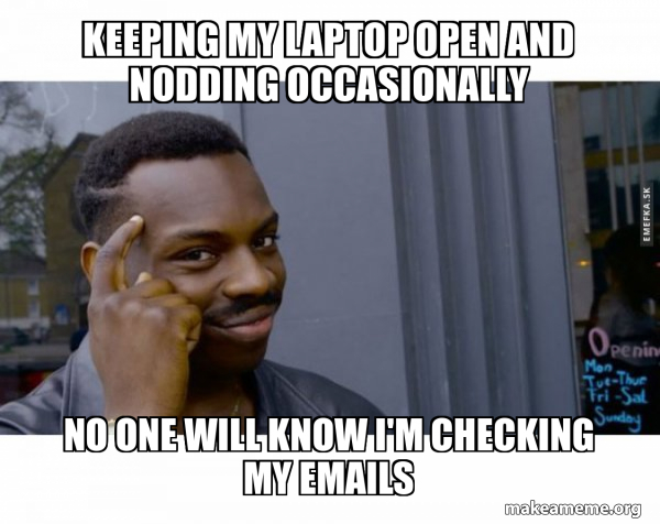 Keeping my laptop open and nodding occasionally No one will know I'm ...