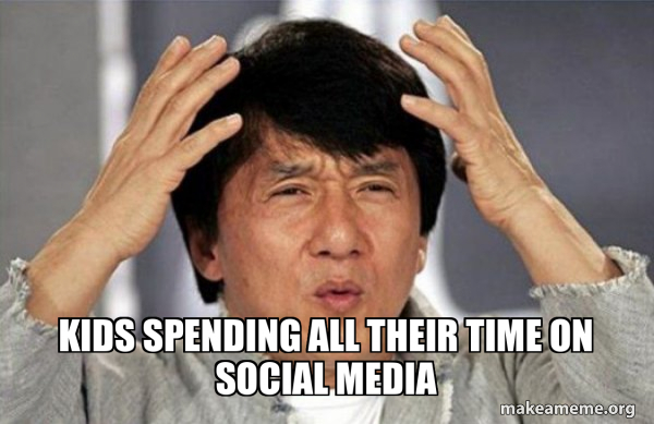 kids spending all their time on social media - Jackie Chan Why? Meme ...