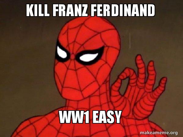 kill franz ferdinand ww1 easy - Spiderman - Care factor Zero Meme Generator