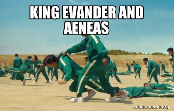King Evander and Aeneas - Squid Game Ali Holding Seong | Make a Meme