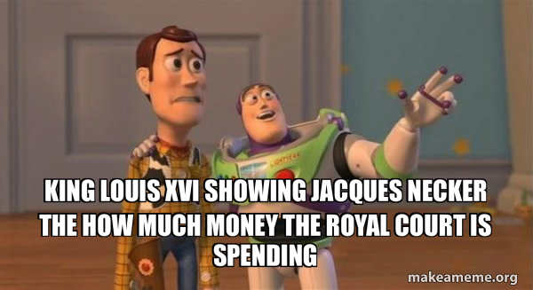 King Louis XVI showing Jacques Necker the how much money the royal ...