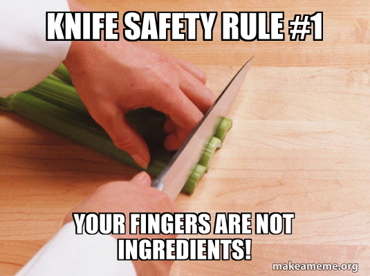 knife safety rule #1 your fingers are not ingredients! Meme Generator