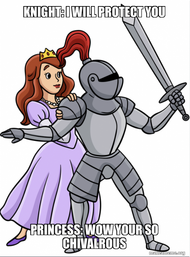 Knight: I will protect you Princess: Wow your so chivalrous Meme Generator
