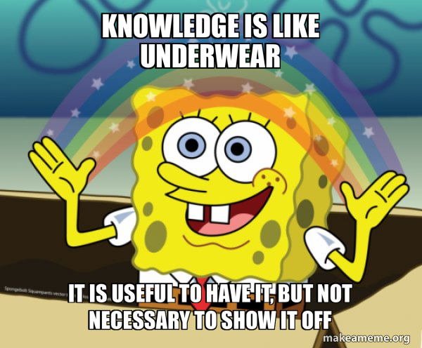 Knowledge is like underwear It is useful to have it, but not necessary ...