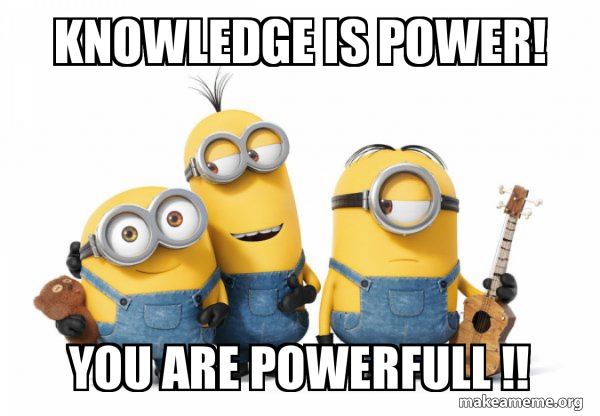 Knowledge is POWER! You are POWERFULL !! - Minions Meme Generator