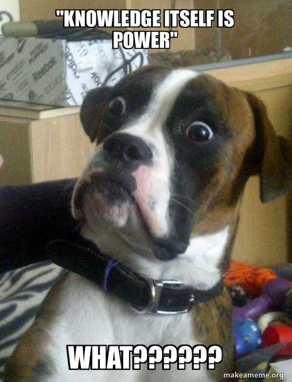 "Knowledge itself is power" WHAT?????? - Skeptical Dog Meme Generator