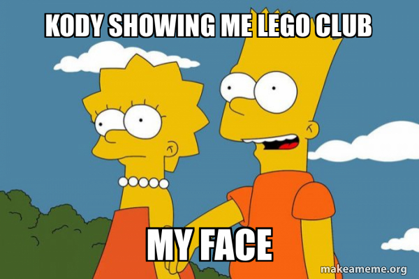 Kody showing me lego club My face - Bart and Lisa Chat Meme Generator