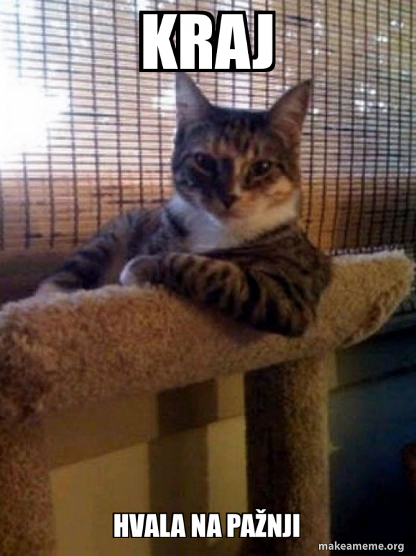 KRAJ HVALA NA PAŽNJI - The Most Interesting Cat in the World Meme Generator