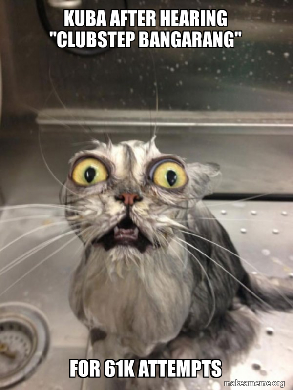Kuba after hearing "Clubstep Bangarang" for 61k attempts - Cat bath ...