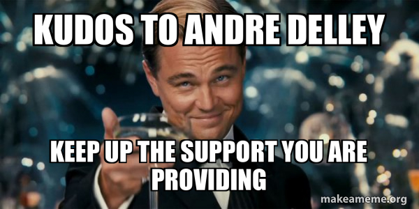 Kudos to Andre Delley Keep up the Support you are providing - Great ...