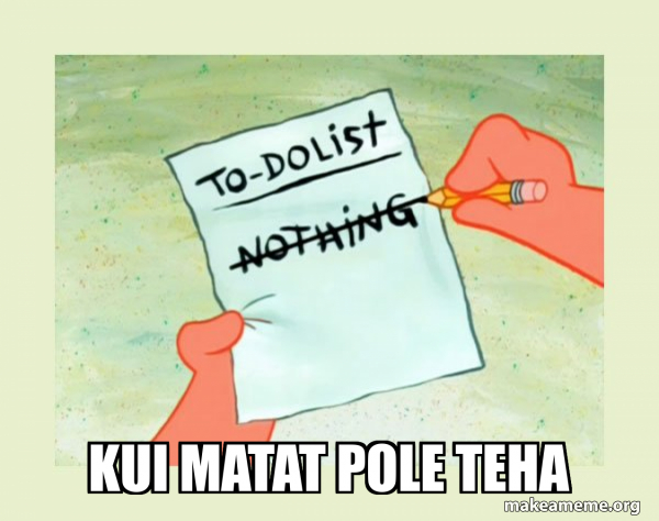 kui matat pole teha - To Do List - Nothing Meme Generator