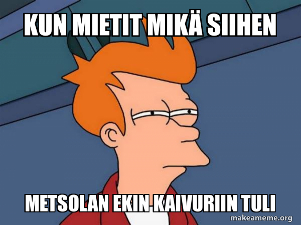 kun mietit mikä siihen metsolan ekin kaivuriin tuli - Futurama Fry Meme ...