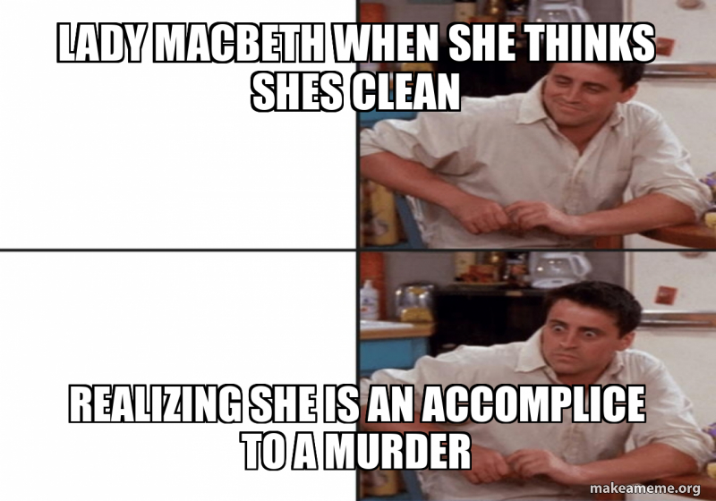 Lady macbeth when she thinks shes clean Realizing she is an ACCOMPLICE ...