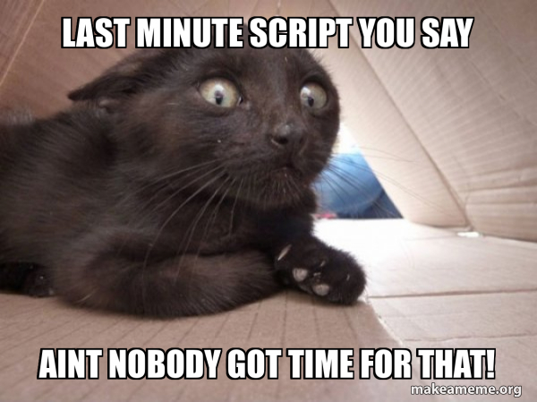 Last minute Script you say Aint Nobody got time for that! - Schitzo Cat ...