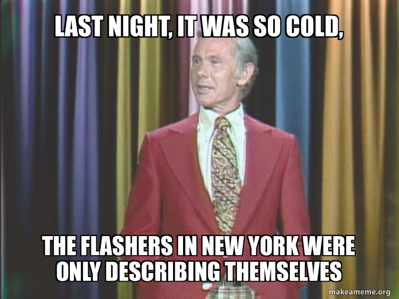 Last night, it was so cold, THE FLASHERS IN NEW YORK WERE ONLY ...