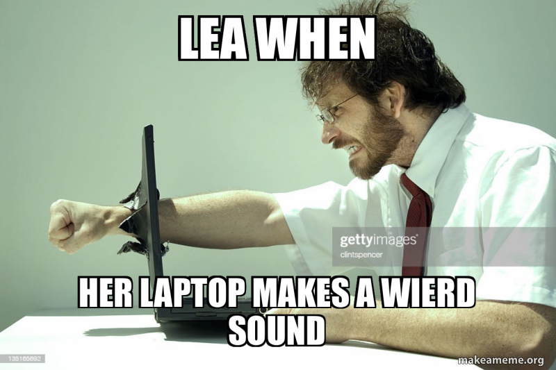 Lea when HER LAPTOP MAKES A WIerD SOUND Meme Generator