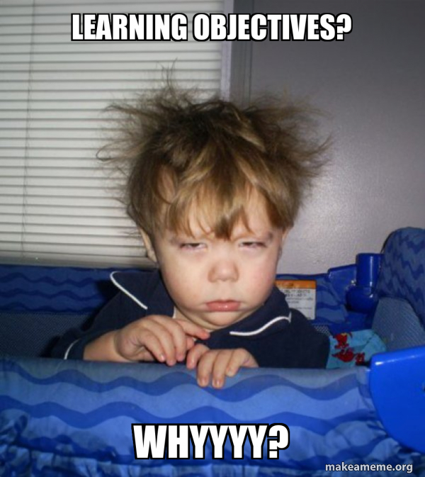 Learning Objectives? Whyyyy? - Monday Mornings Meme Generator