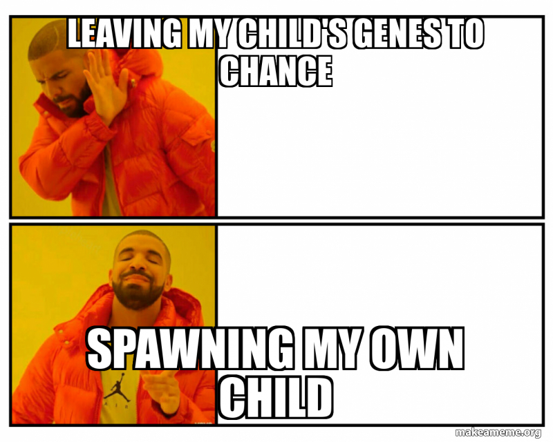 Leaving my child's genes to chance Spawning my own child Meme Generator