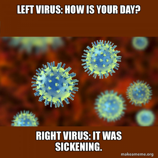 Left Virus: How is your day? Right Virus: It was sickening ...