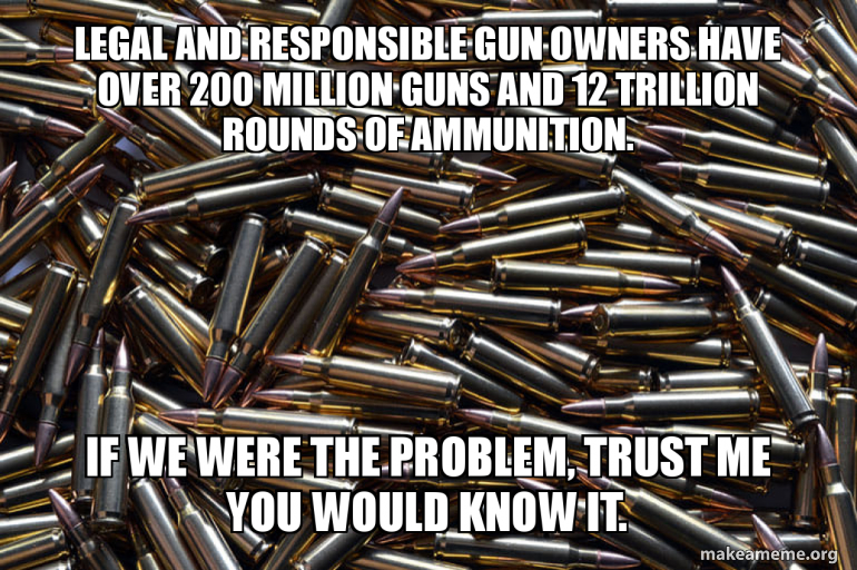 Legal and responsible Gun owners have over 200 million guns and 12 ...