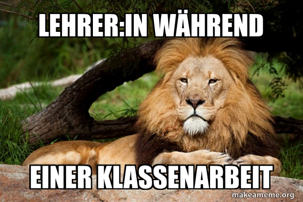 Lehrer:in während einer Klassenarbeit - Contemplative Lion Meme Generator