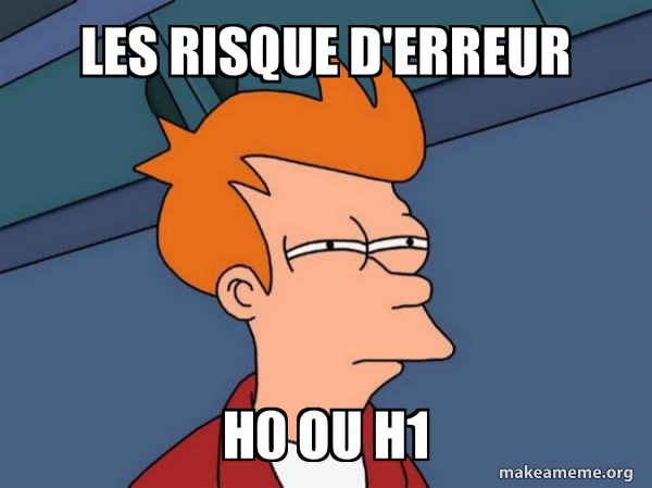 les risque d'erreur H0 ou H1 - Futurama Fry Meme Generator
