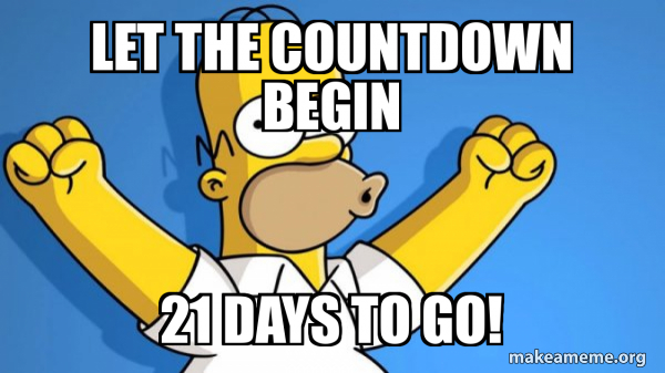 Let The Countdown Begin 21 Days To Go! - Happy Homer Meme Generator