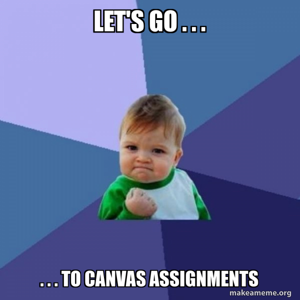Let's go . . . . . . to Canvas Assignments - Success Kid Meme Generator