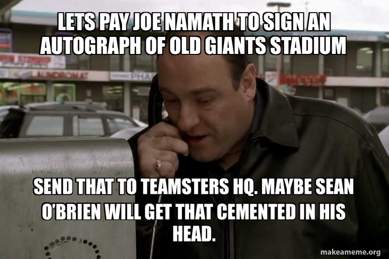 Lets pay joe namath to sign an autograph of old giants stadium Send ...