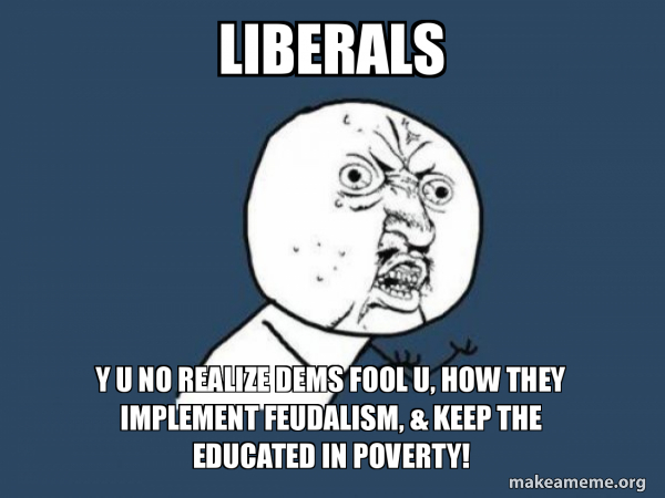 Liberals Y u no realize Dems fool u, how they implement feudalism ...