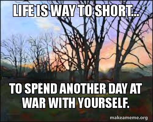 Life is way to short... to spend another day at war with yourself ...
