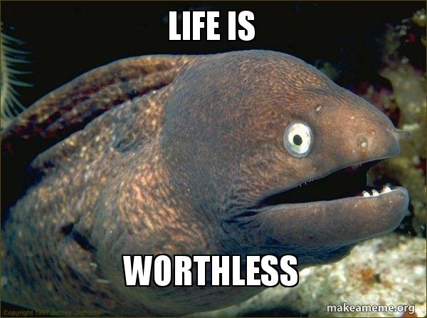 Life is worthless - Bad Joke Eel Meme Generator