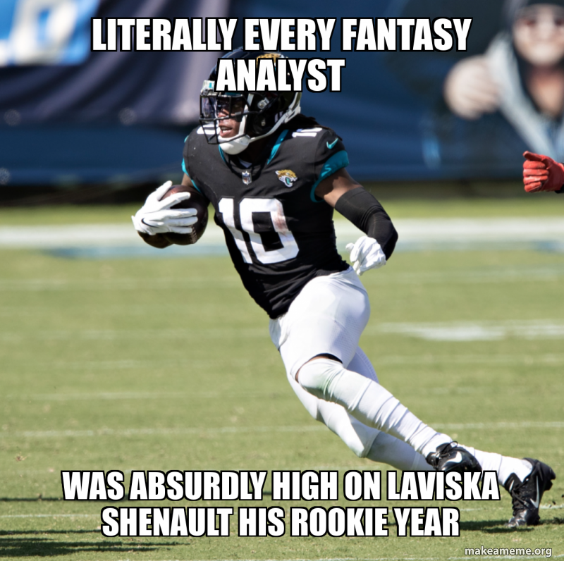 literally every fantasy analyst was absurdly high on laviska shenault ...