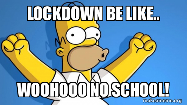 Lockdown Be Like.. Woohooo No School! - Happy Homer Meme Generator