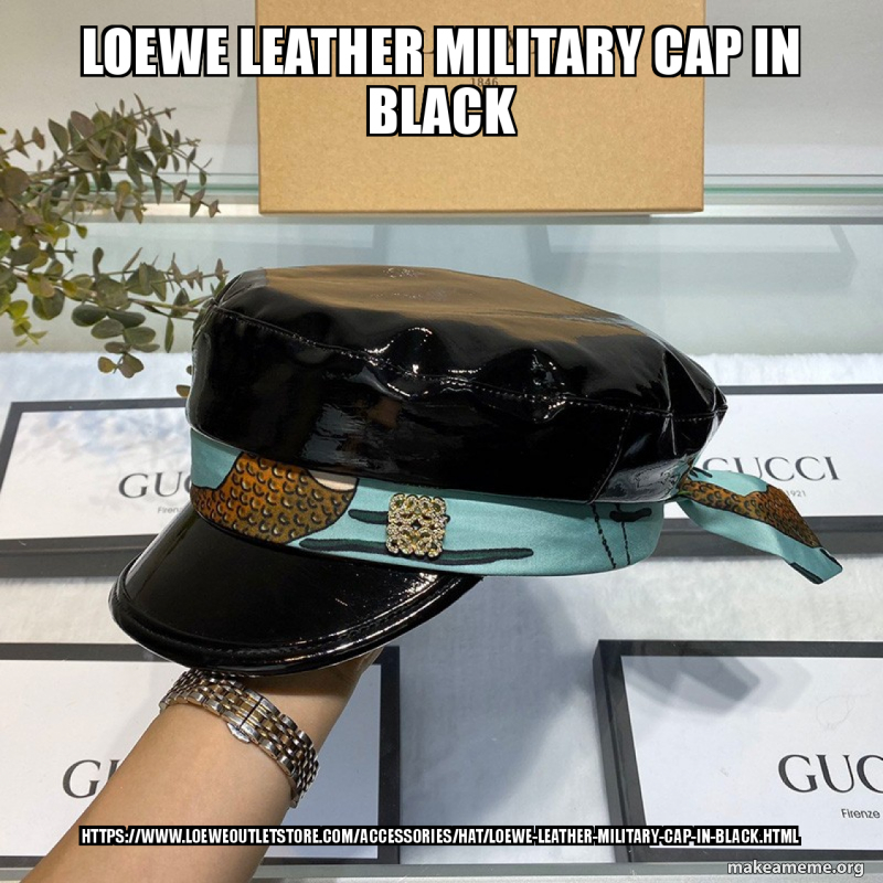 Loewe Leather Military Cap In Black https://www.loeweoutletstore.com ...