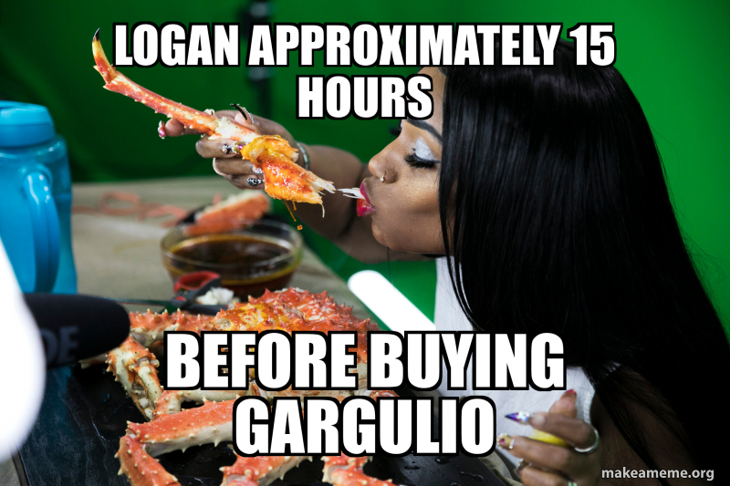 logan approximately 15 hours before buying gargulio Meme Generator