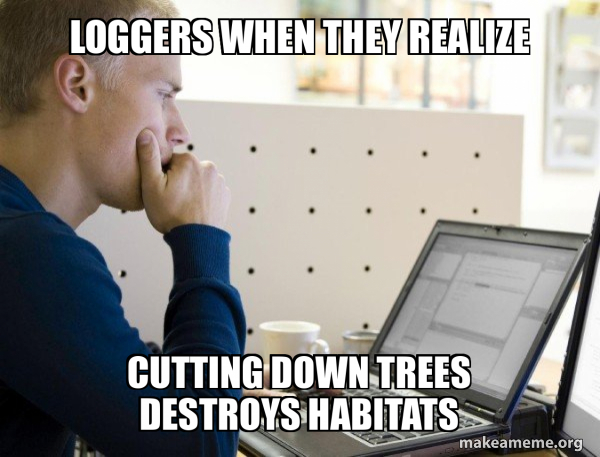 loggers when they realize cutting down trees destroys habitats ...