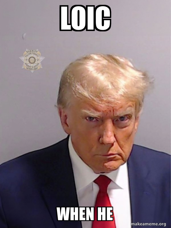 Loic WHen he - Donald Trump Mugshot Meme Generator