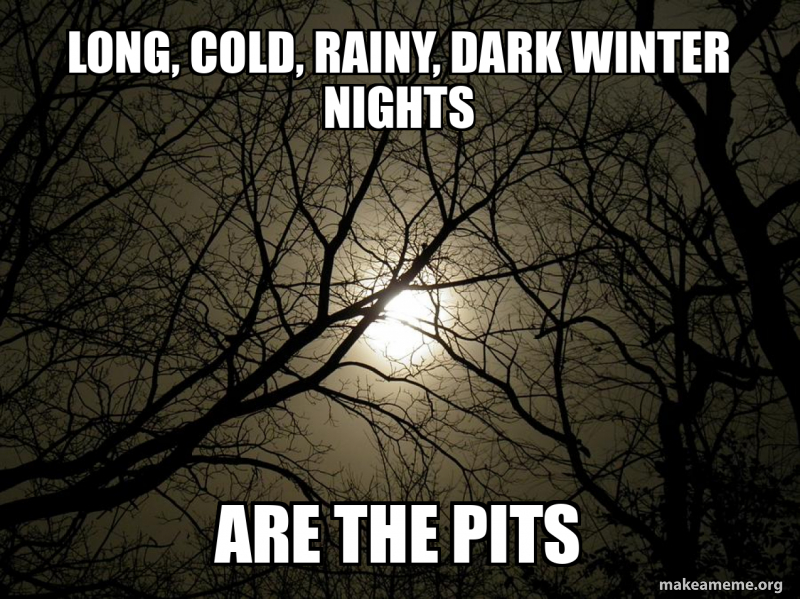 long, cold, rainy, dark winter nights are the pits Meme Generator