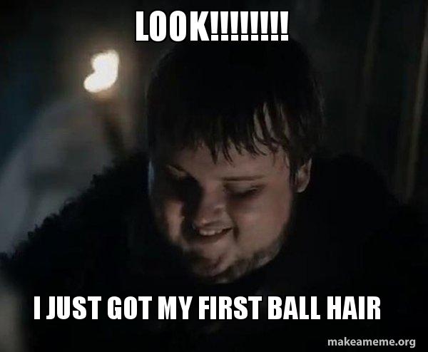 look!!!!!!!! i just got my first ball hair - Samwell Tarly Meme Meme ...