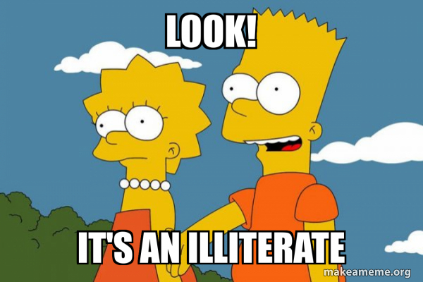LOOK! IT'S AN ILLITERATE - Bart and Lisa Chat Meme Generator