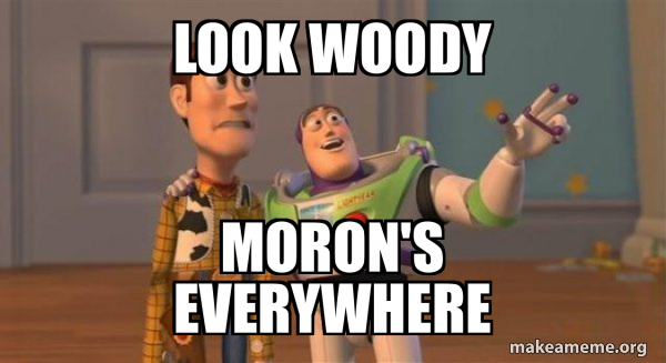 Look Woody Moron's everywhere - Buzz and Woody (Toy Story) Meme Meme ...