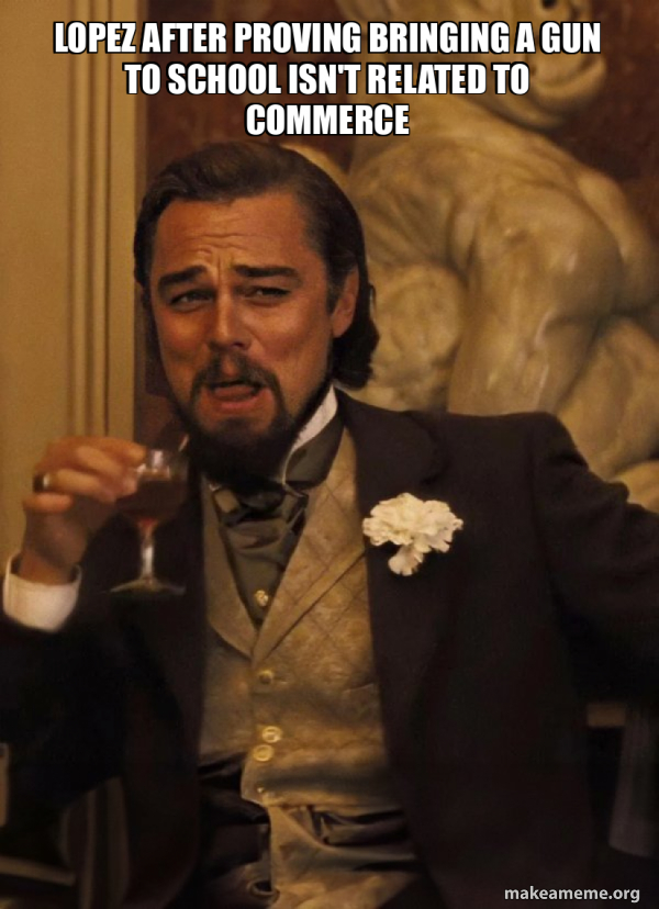 Lopez after proving bringing a gun to school isn't related to commerce ...