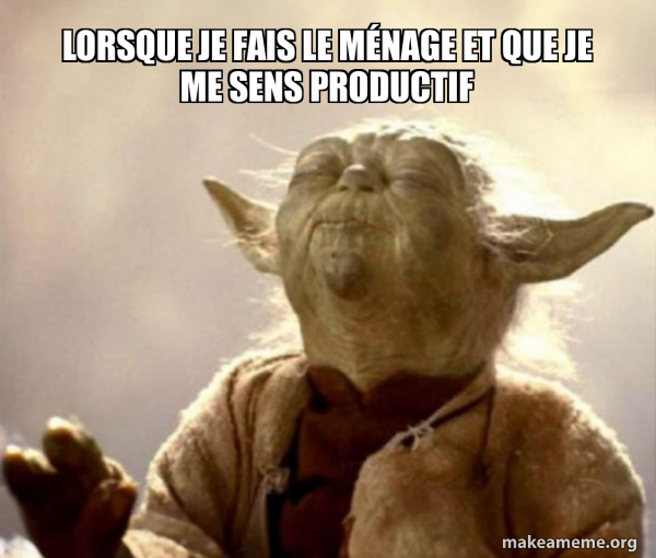 lorsque je fais le ménage et que je me sens productif - Yoda Smell Meme ...
