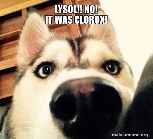 Lysol!! No! It was Clorox! Meme Generator