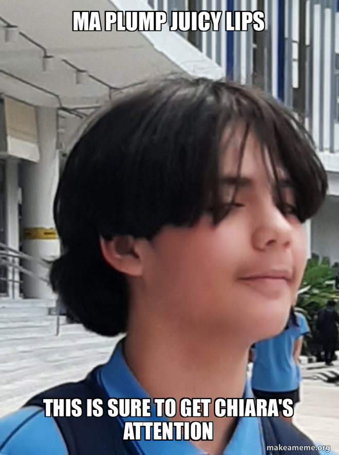 ma plump juicy lips this is sure to get chiara's attention Meme Generator