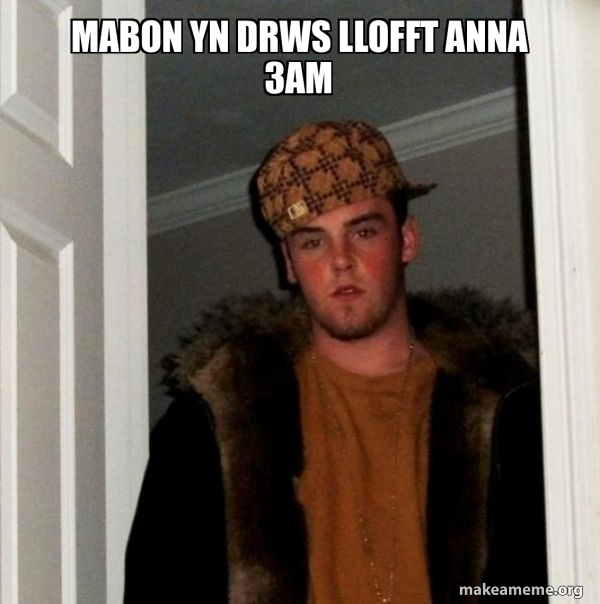 mabon yn drws llofft anna 3am - Scumbag Steve Meme Generator